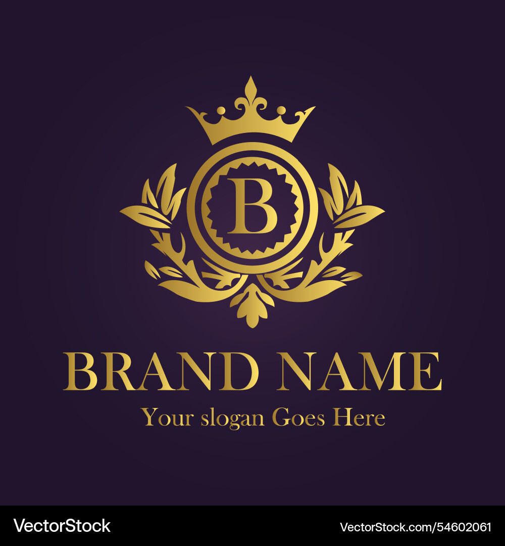 Letter b luxury gold crest logo template Vector Image