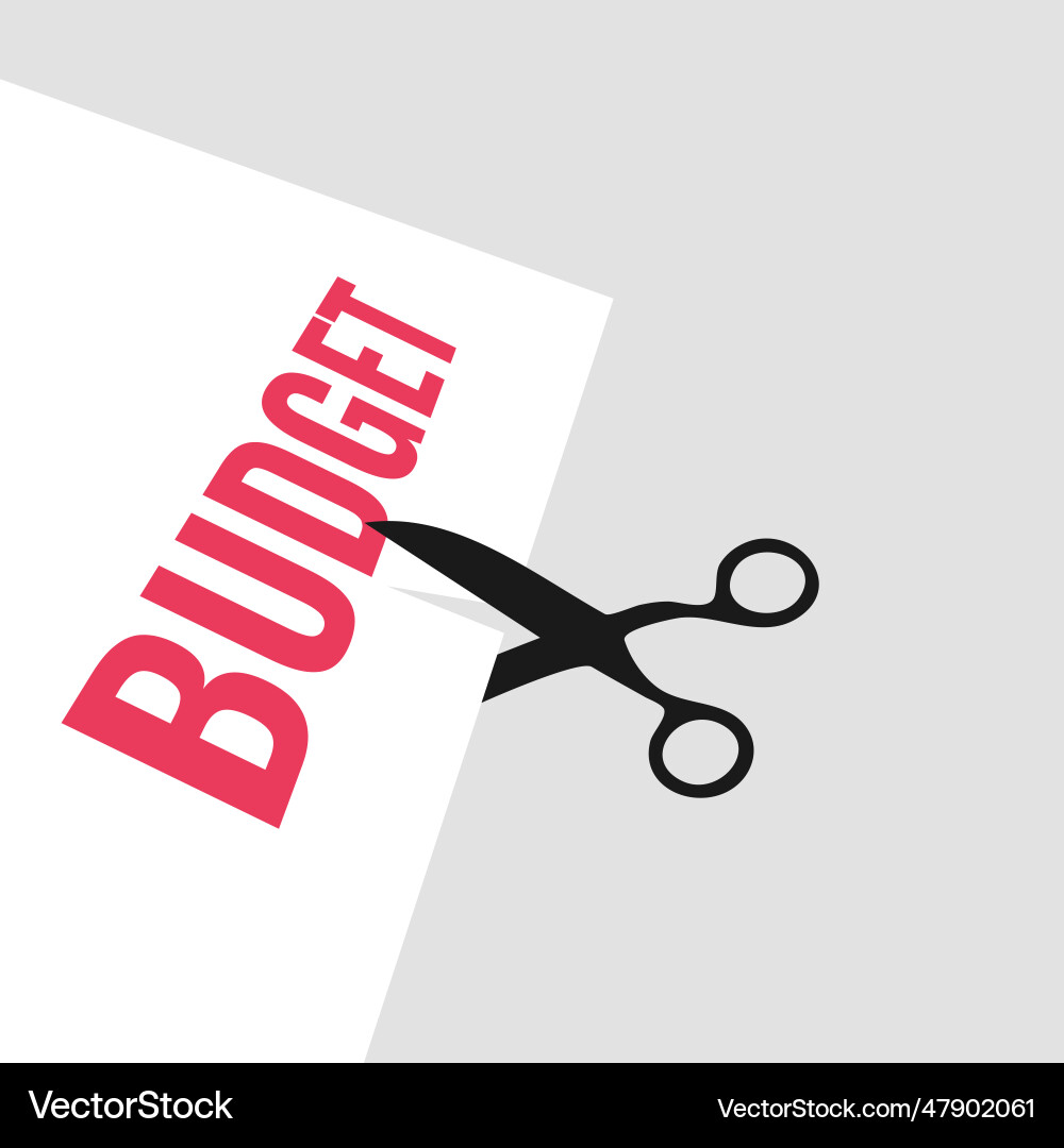 Scissor cutting budget costs reduction Royalty Free Vector