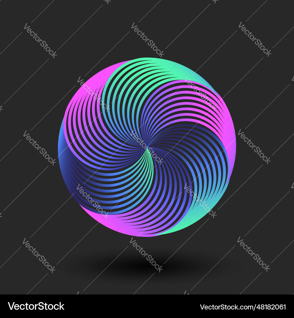 Spiral sectors vortex form logo round geometric Vector Image