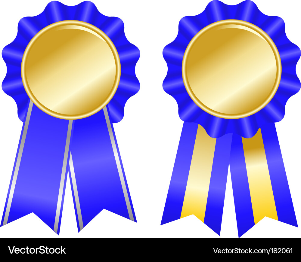 Two blue award ribbons Royalty Free Vector Image