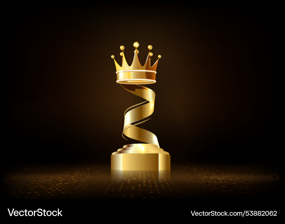 Abstract gold champion trophy crown isolated on Vector Image