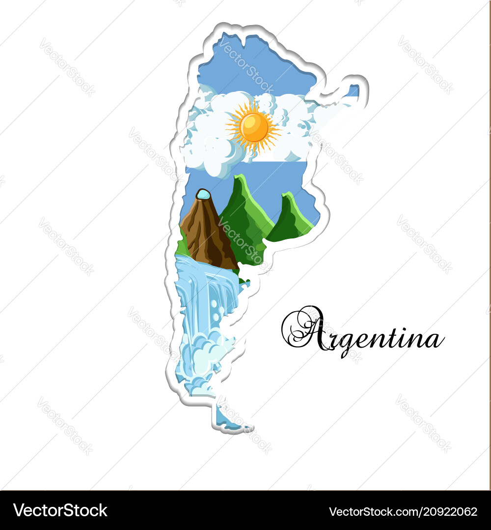 Argentina map paper cutting silhouette with its Vector Image