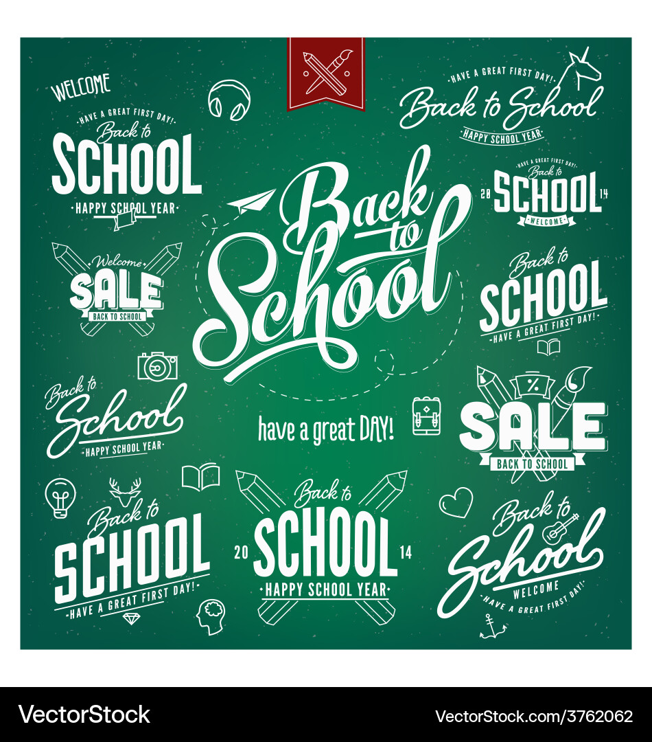Back to School Calligraphy Set Royalty Free Vector Image