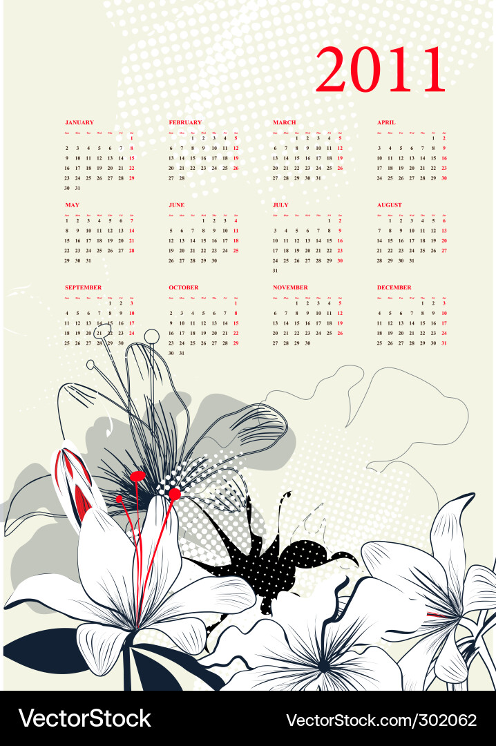 Calendar for 2011 Royalty Free Vector Image - VectorStock