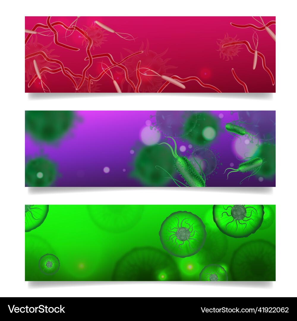 Colorful bacteria banners set Royalty Free Vector Image