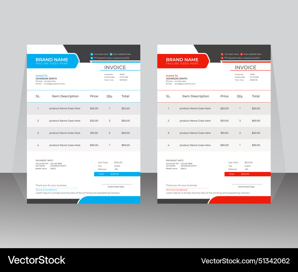 Creative and modern invoice template design Vector Image