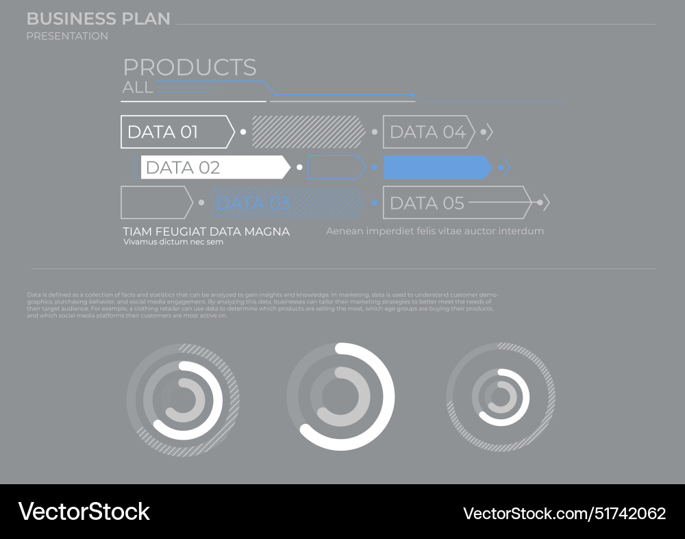 Data analysis charts in color finance elements Vector Image