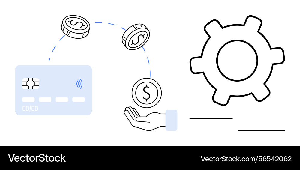 Digital payment transfer workflow with coins Vector Image