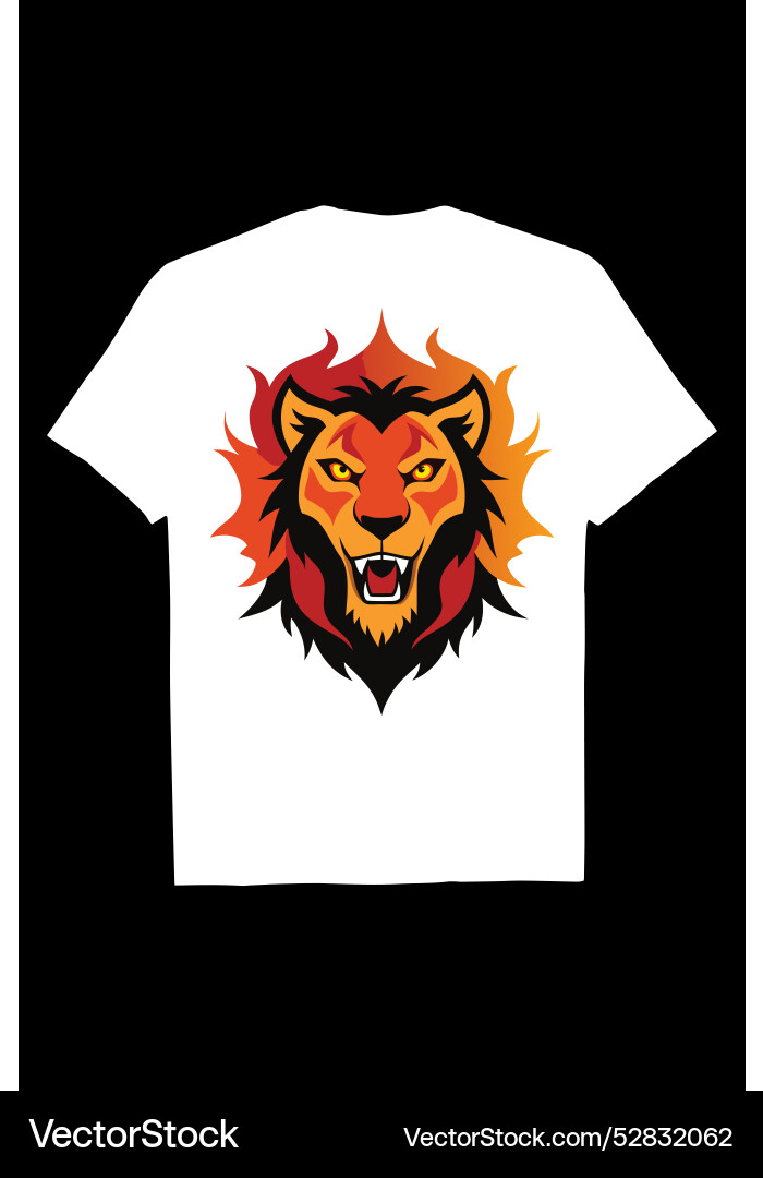 Fierce lion with flaming mane - art Royalty Free Vector