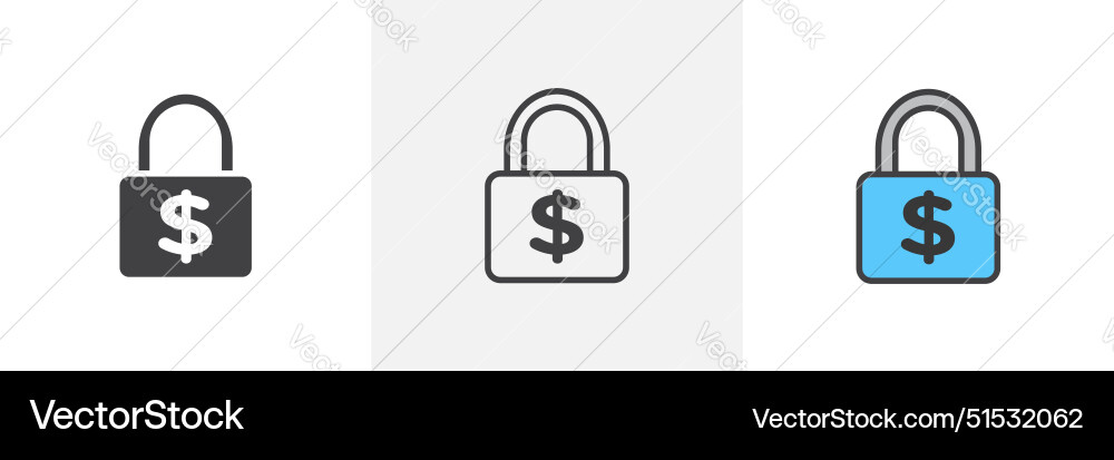 Fixed price icon set lock symbol Royalty Free Vector Image