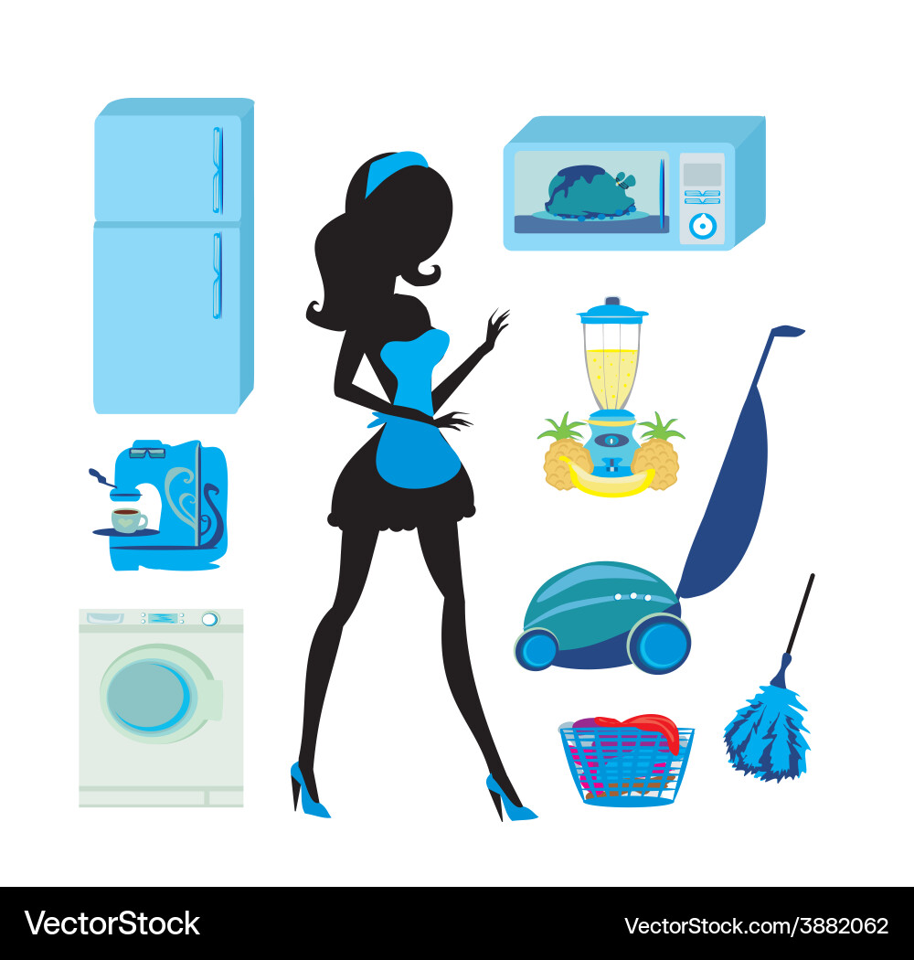 Furniture in the kitchen and cleaning - set Vector Image