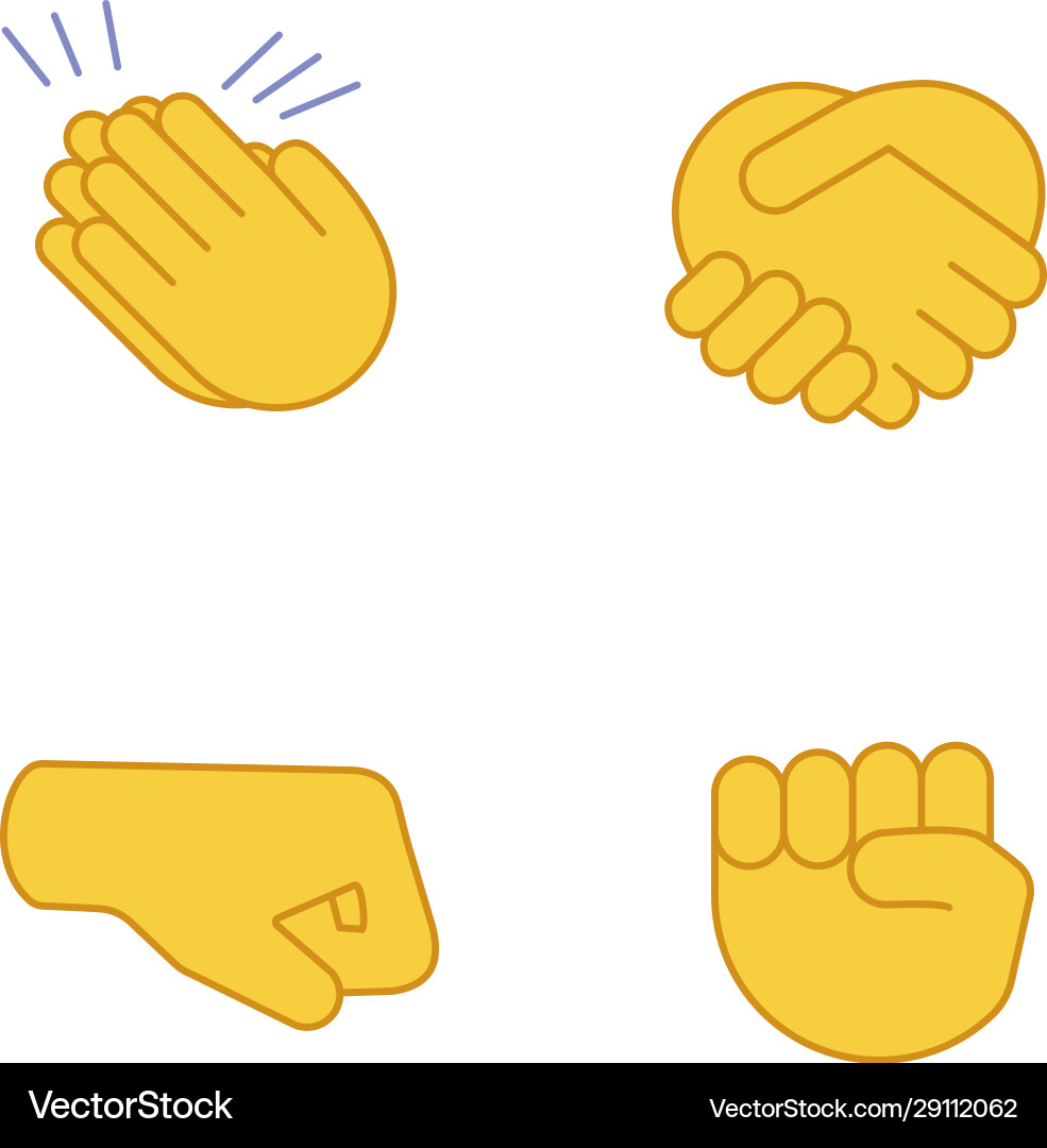 Hand gesture emojis color icons set Royalty Free Vector