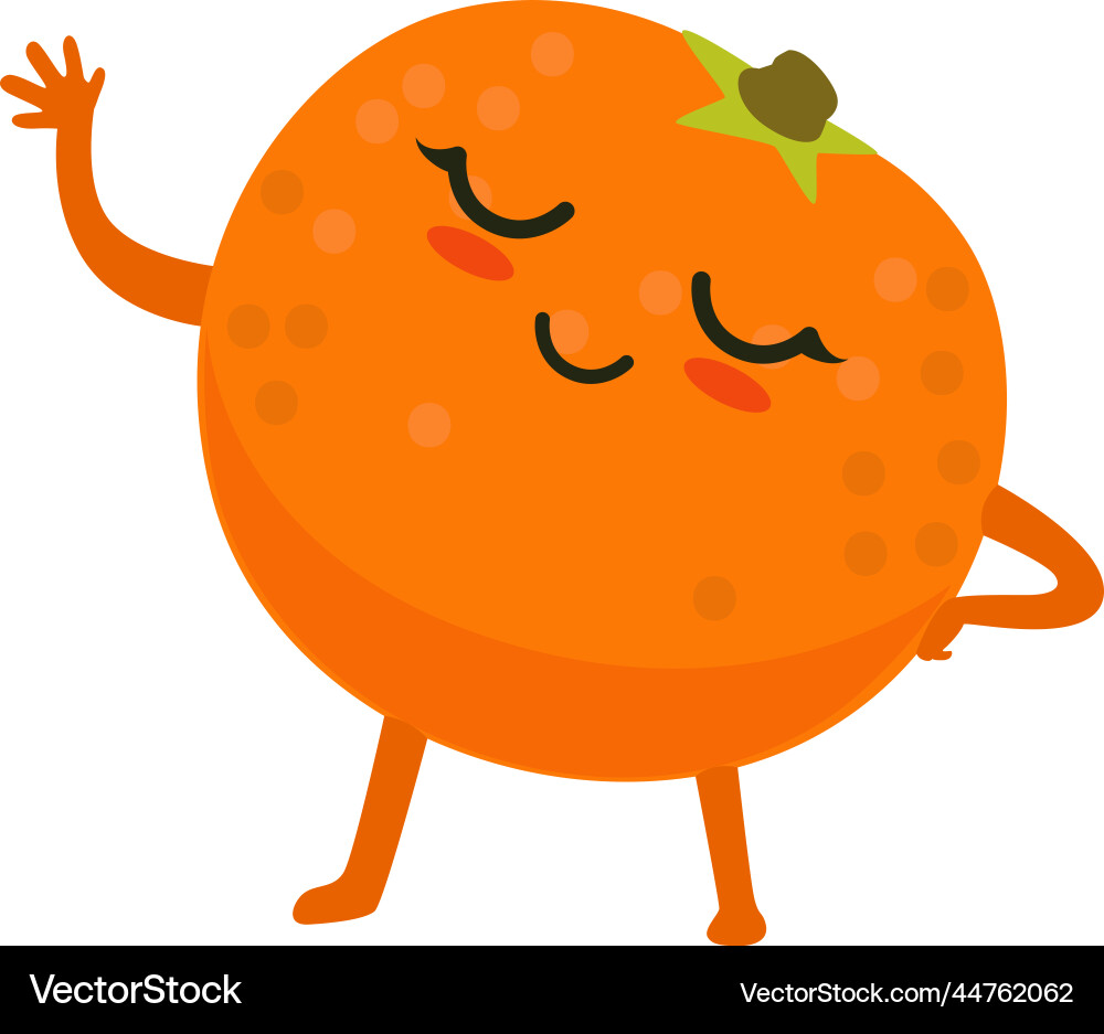 Happy orange mascot cute kawaii face fruit Vector Image