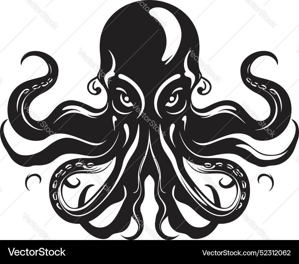 Kraken king black logo emblem aquatic authority Vector Image
