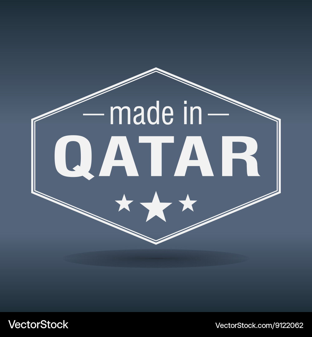 Made in qatar hexagonal white vintage label Vector Image