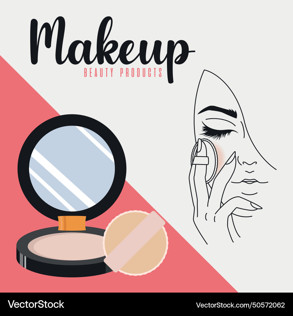 Makeup poster face powder Royalty Free Vector Image