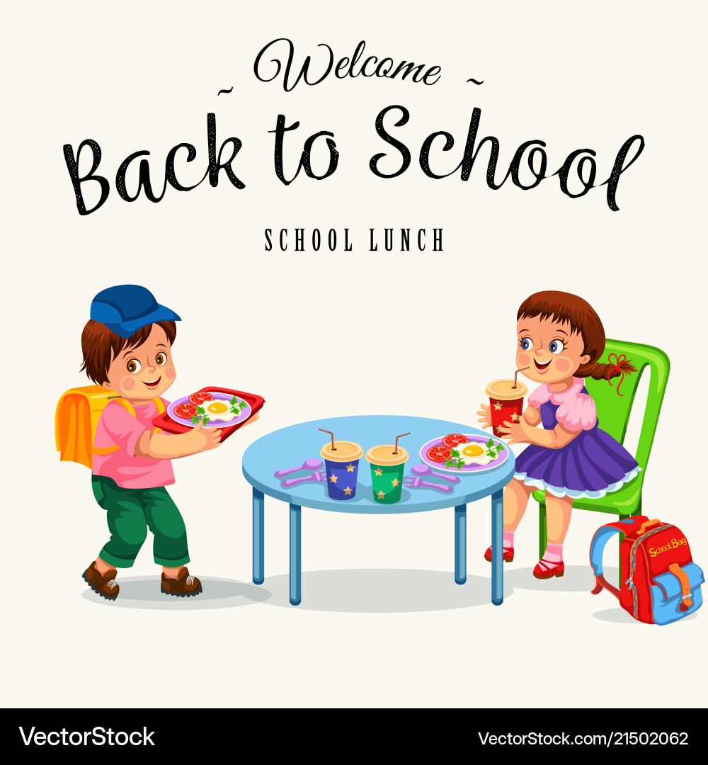 School lunch colorful poster Royalty Free Vector Image