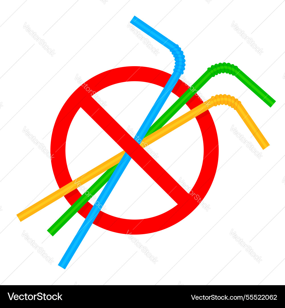 Signs stop straw tube plastic refusal Royalty Free Vector
