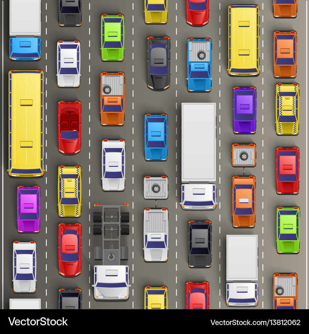 Traffic jam on the road Royalty Free Vector Image