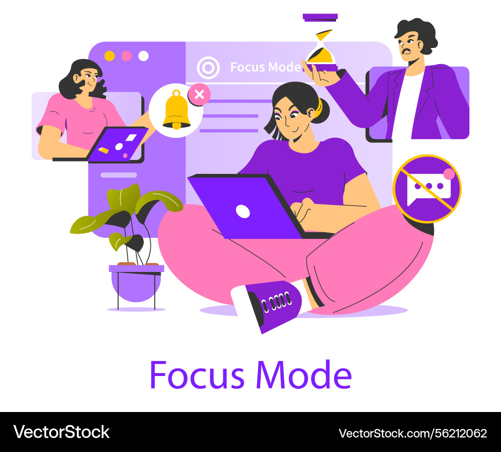 Work focus flat Royalty Free Vector Image - VectorStock