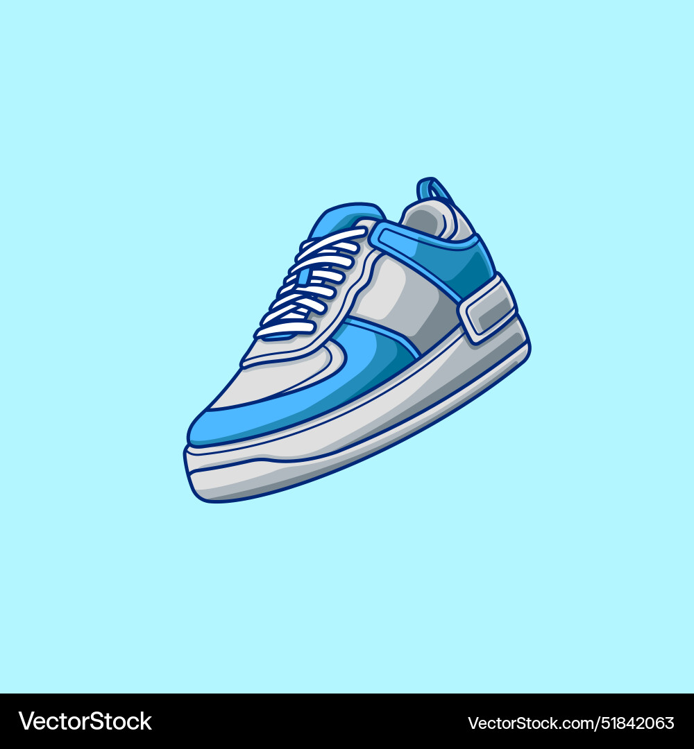 Blue and white sneakers cartoon Royalty Free Vector Image
