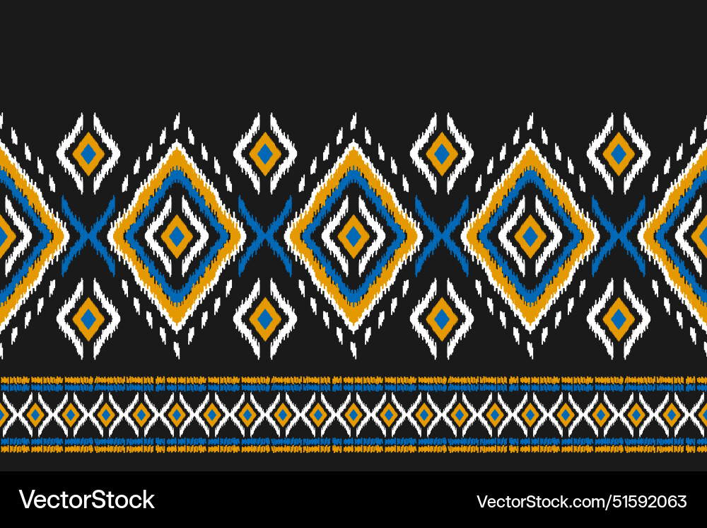 Border ethnic ikat pattern art fabric american Vector Image