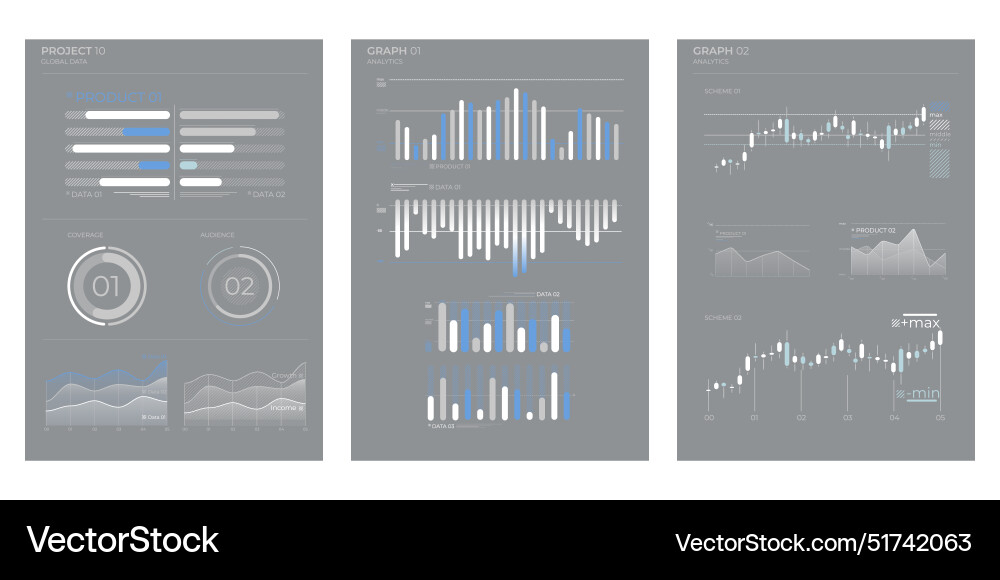 Business elements charts in color Royalty Free Vector Image