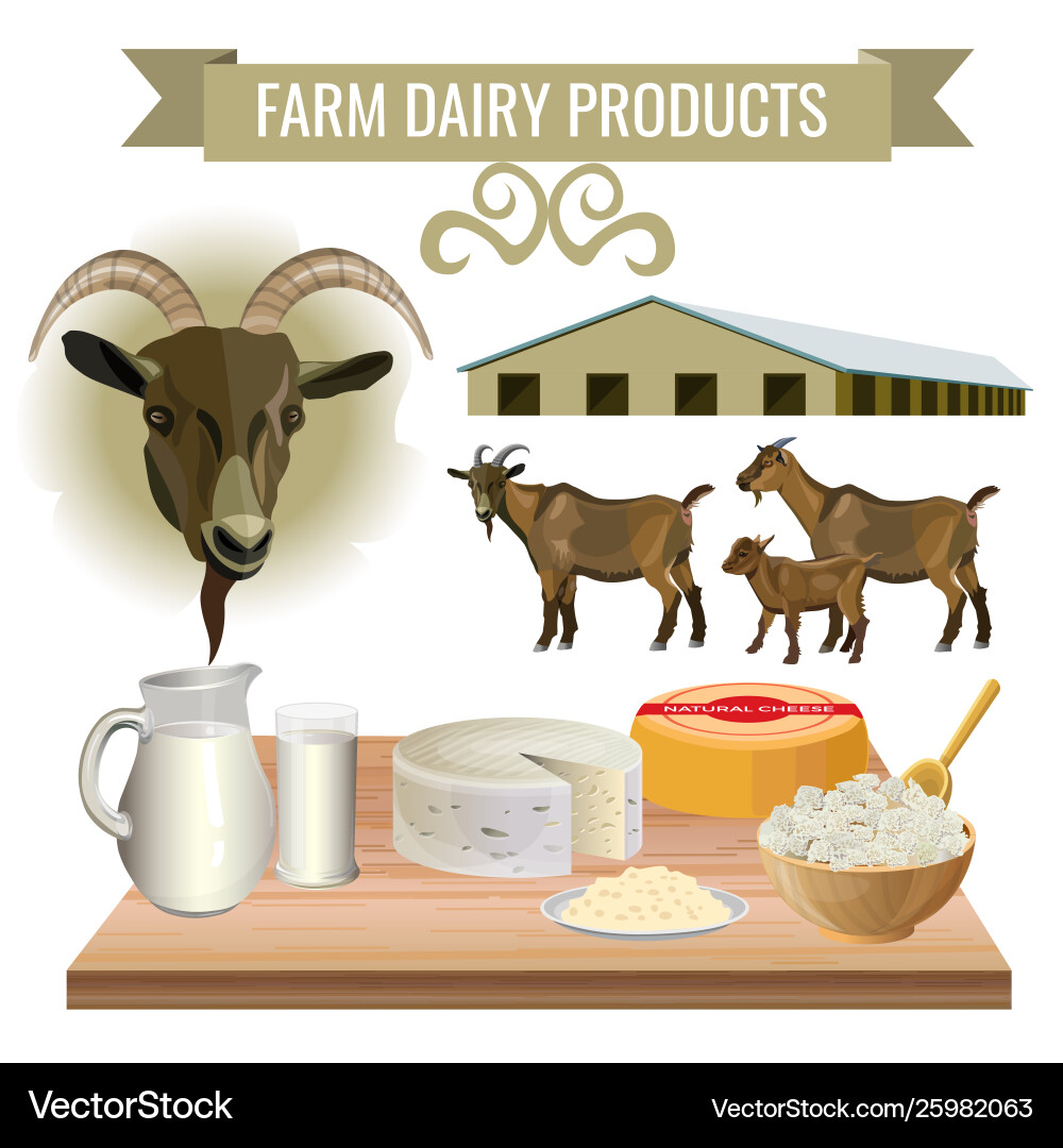 Dairy products from goat Royalty Free Vector Image