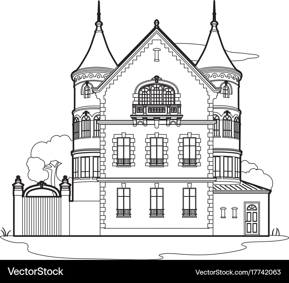 Drawing mansion Royalty Free Vector Image - VectorStock