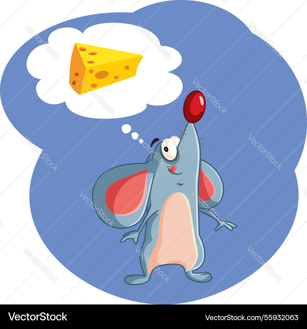 Funny mouse craving for cheese cartoon character Vector Image