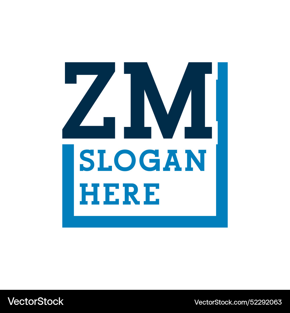 Minimal initials logo letters z and m zm initial Vector Image