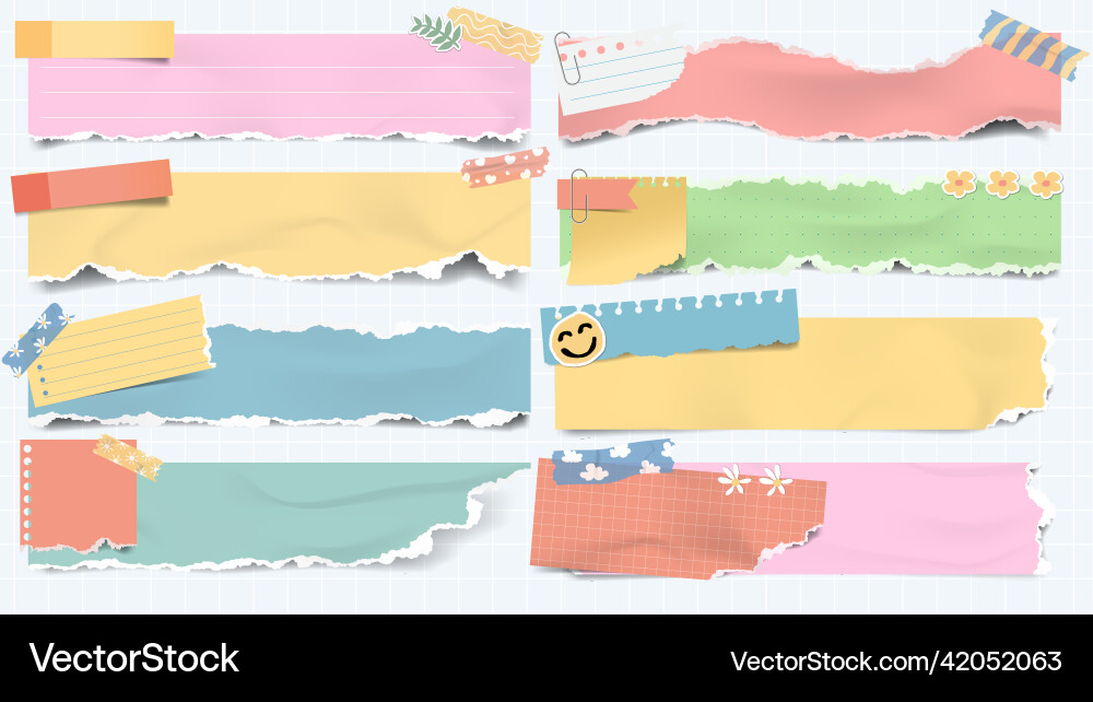 Realistic colorful torn ripped paper sheets Vector Image