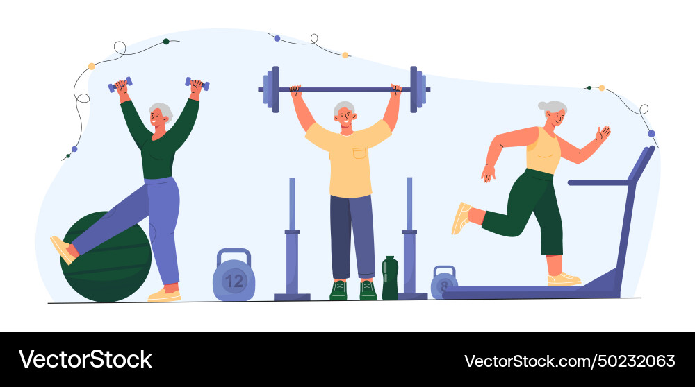 Senior Fitness Group Royalty Free Vector Image