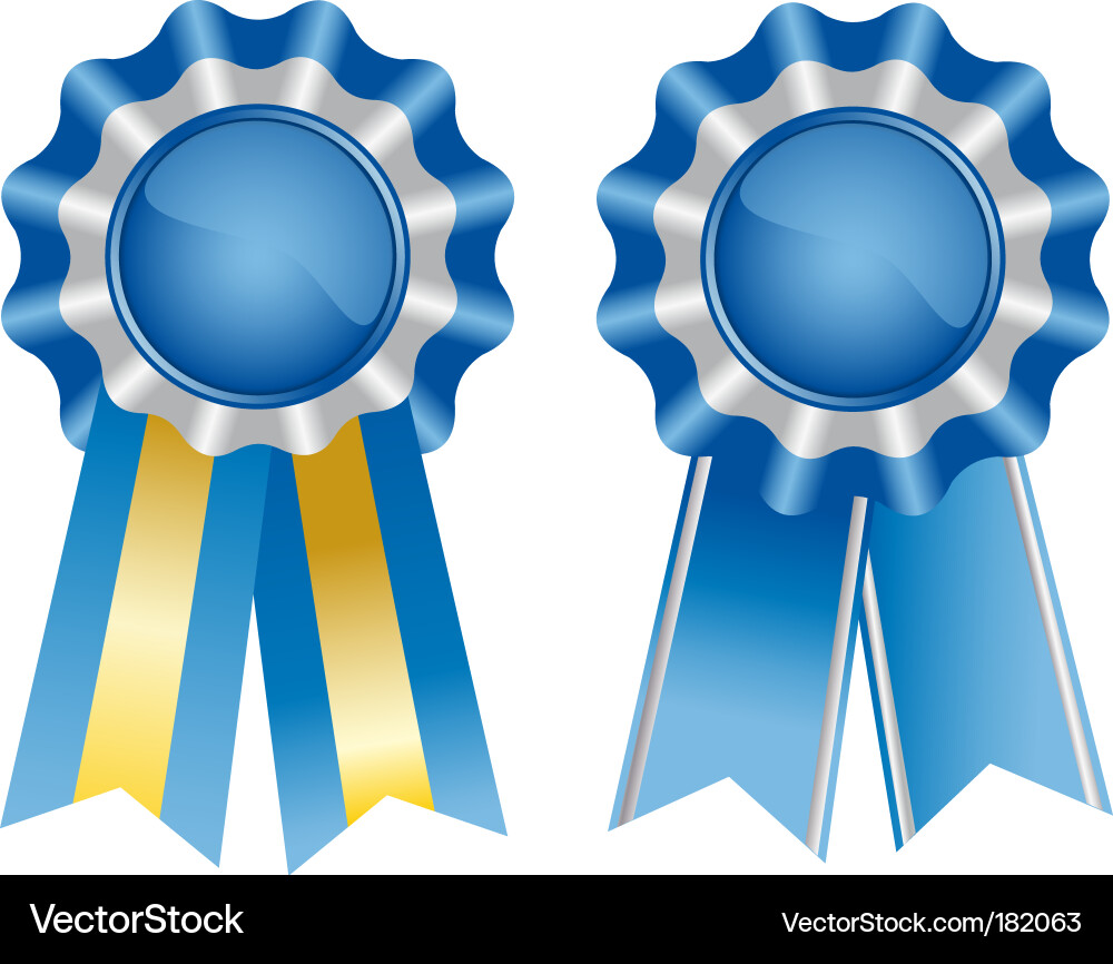 Two blue award ribbons Royalty Free Vector Image
