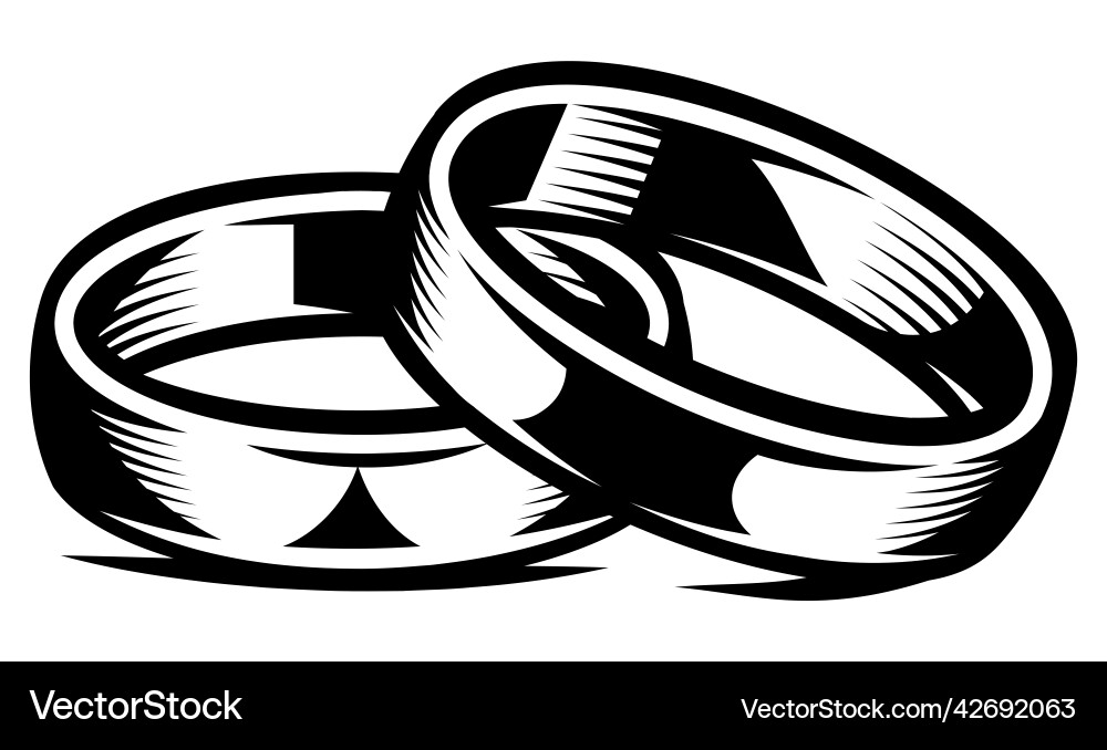 Two wedding rings template element for design Vector Image