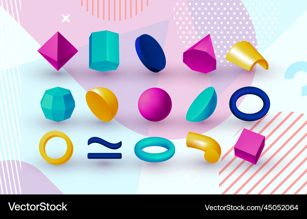 3d abstract geometric shape elements graphic Vector Image