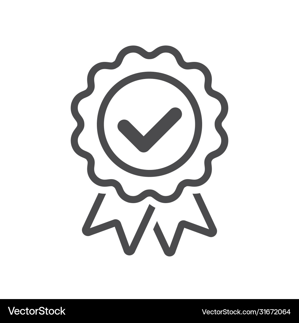 Approved or certified badge correct mark icon line