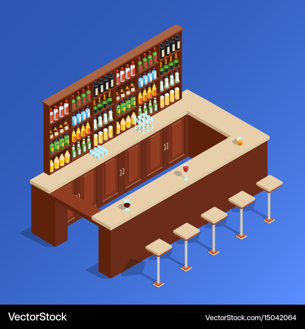 Bar isometric composition Royalty Free Vector Image