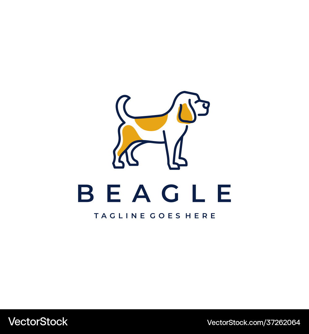 Beagle dog monoline logo design Royalty Free Vector Image