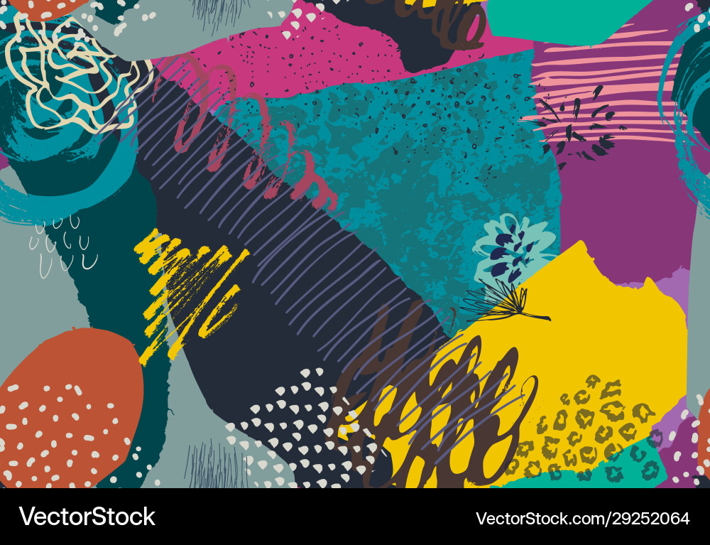 Colorful collage contemporary seamless Royalty Free Vector