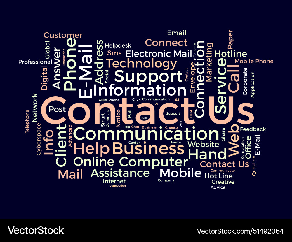 Contact us word cloud template communication Vector Image