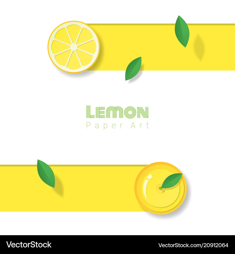 Fresh lemon fruit background in paper art style Vector Image
