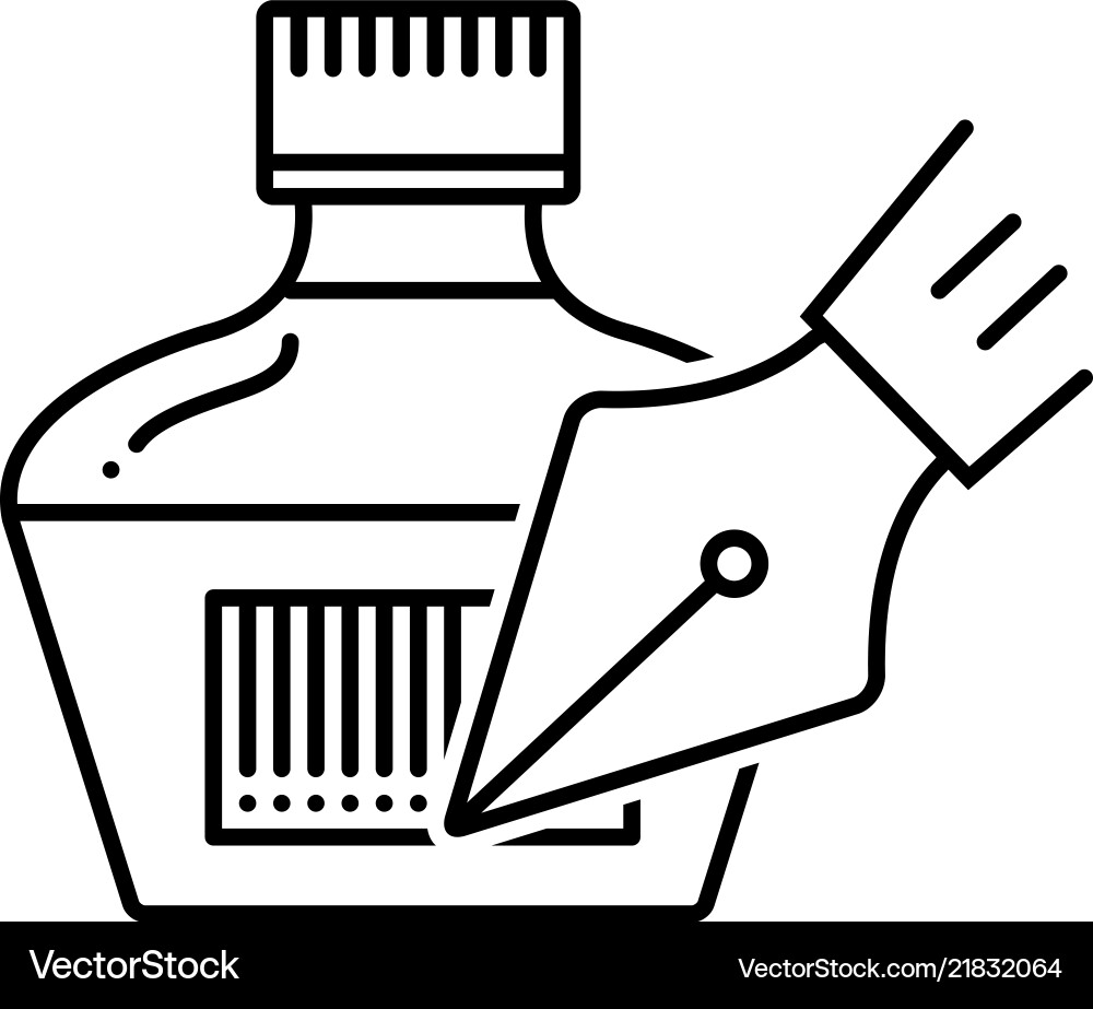 Inktpot Vector Broodje Van Document En Veer In De Inktpot Vector