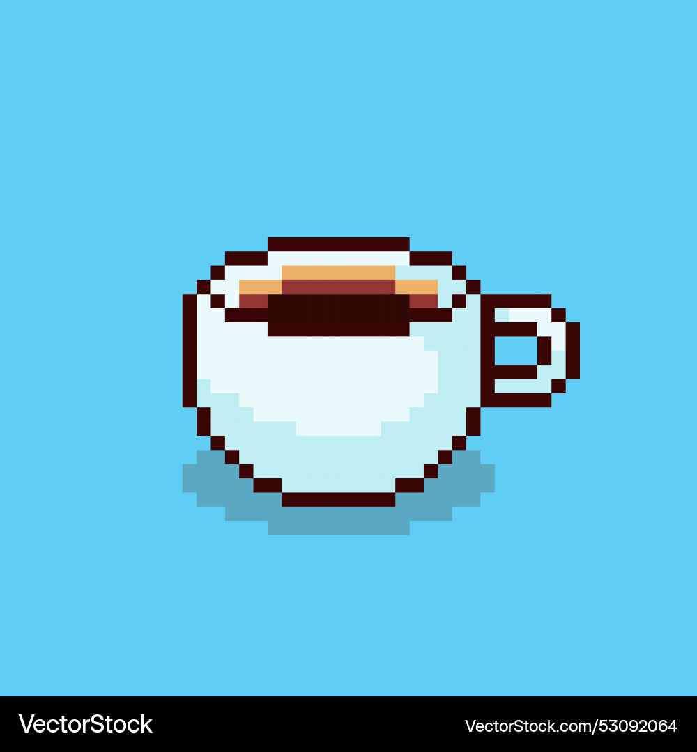 Pixel art coffee cup game asset design Royalty Free Vector