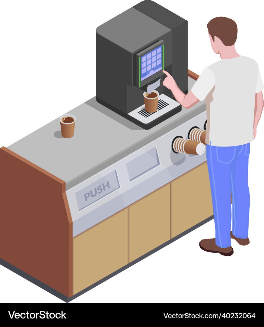 Self service coffee composition Royalty Free Vector Image