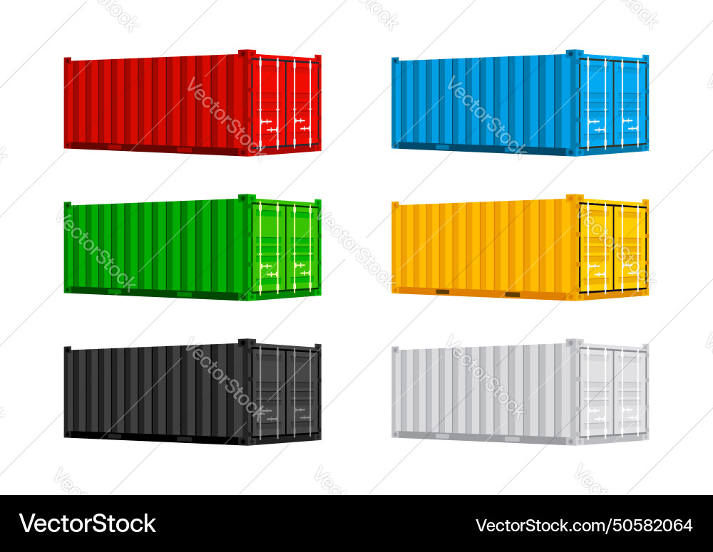 Set cargo containers freight shipping delivery Vector Image