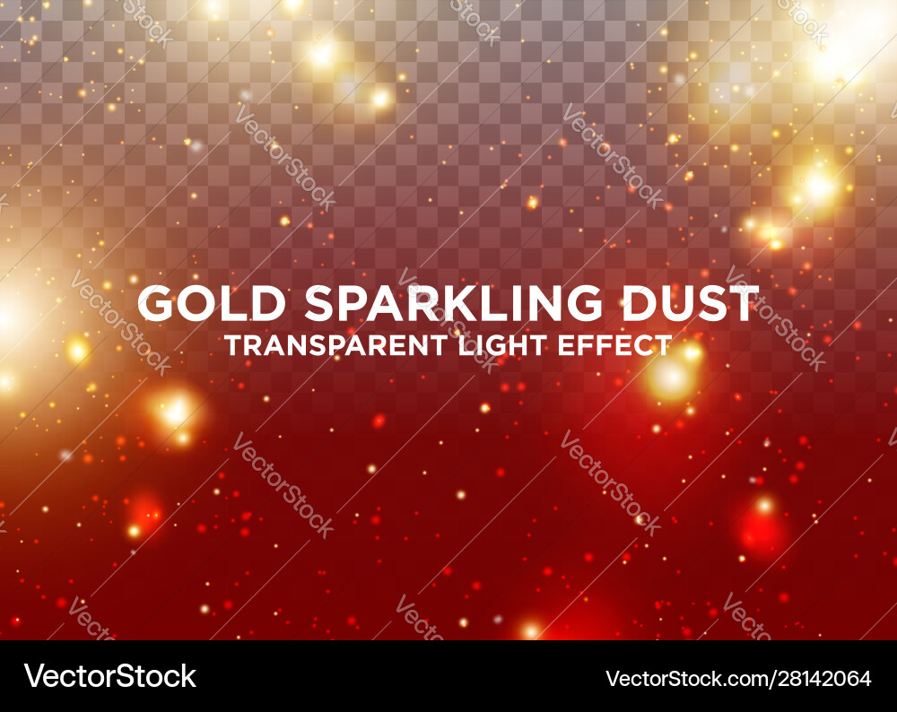 Transparent light effect gold sparkling dust Vector Image