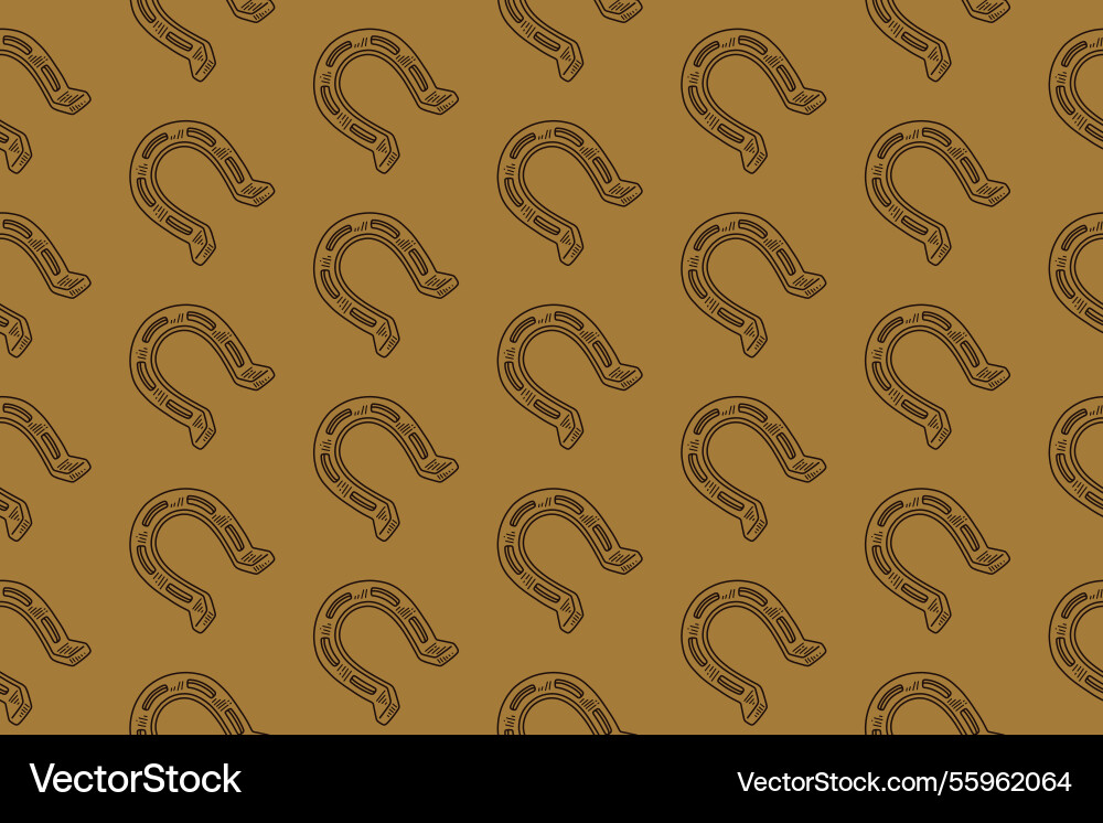 Western howdy horseshoe doodle seamless pattern Vector Image