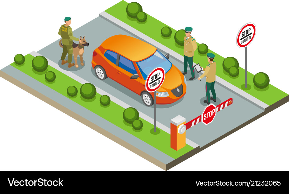 Border Inspection - Guard & Dog Royalty Free Vector