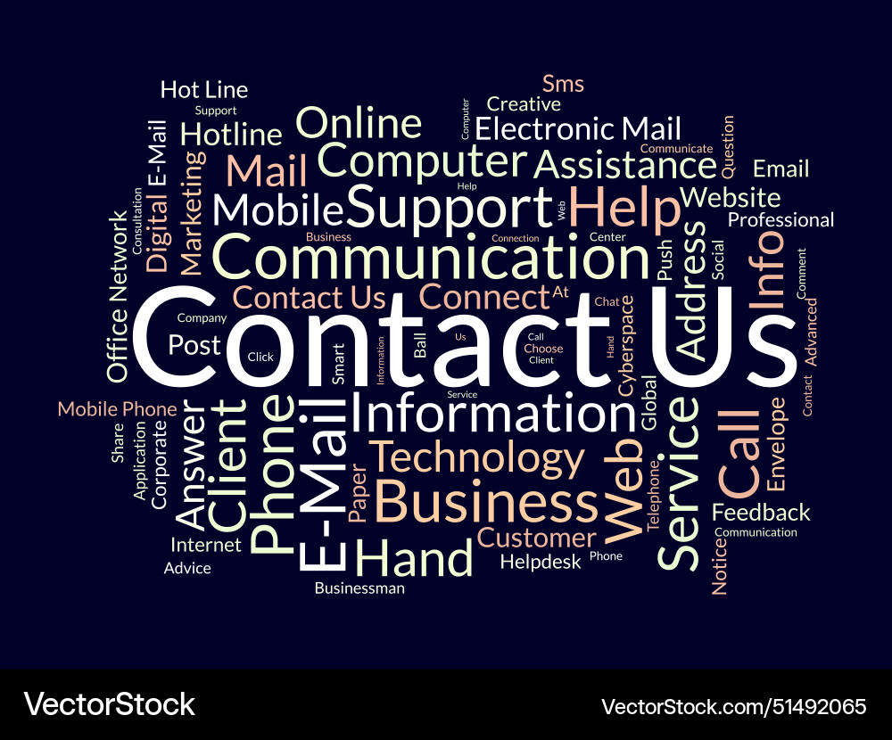 Contact us word cloud template communication Vector Image